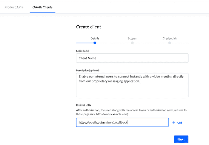 Create a client (Scopes)