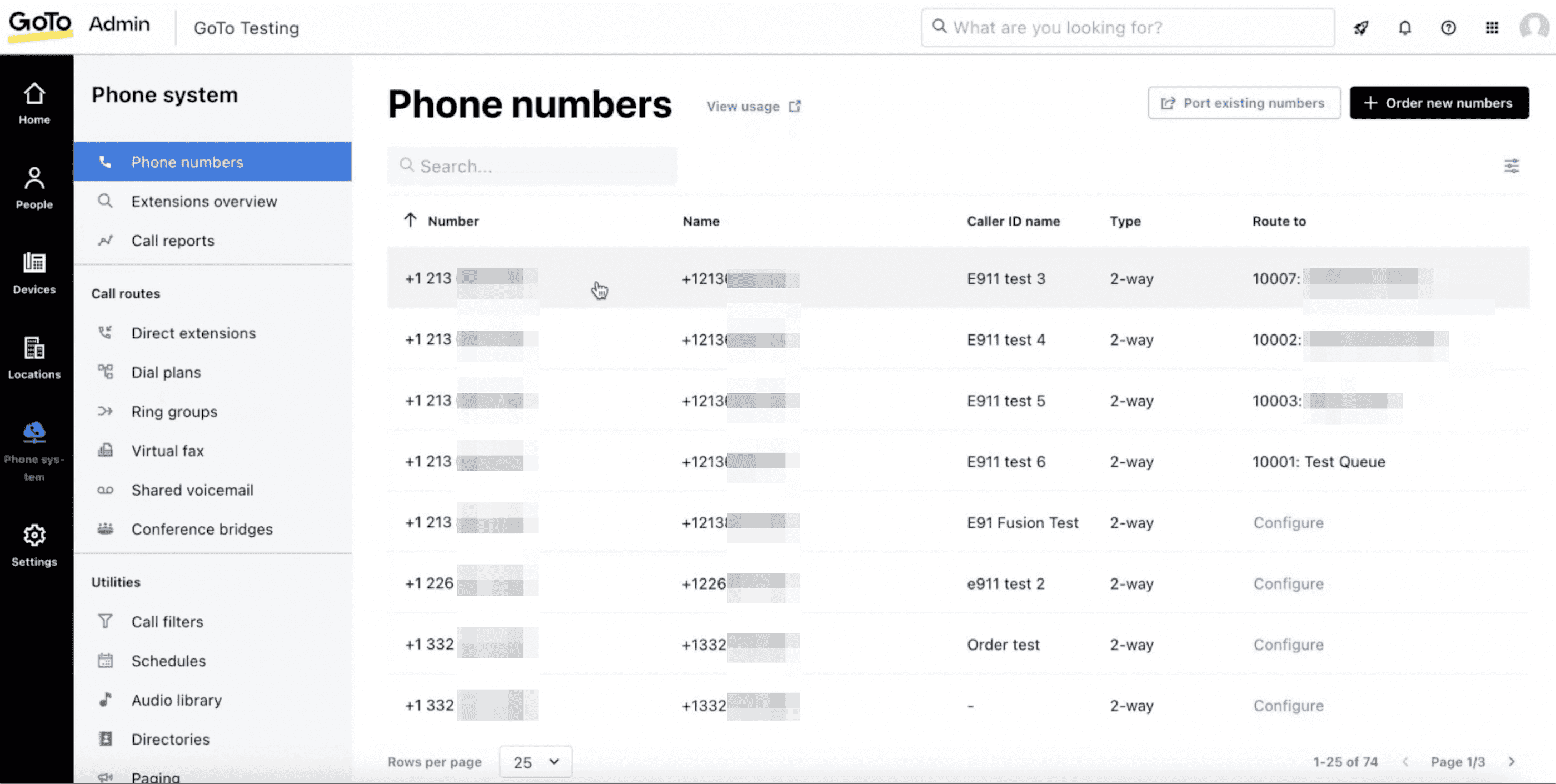 Fetch a specific phone numbers of the authenticated user organization