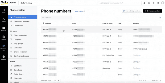 Fetch a specific phone numbers of the authenticated user organization